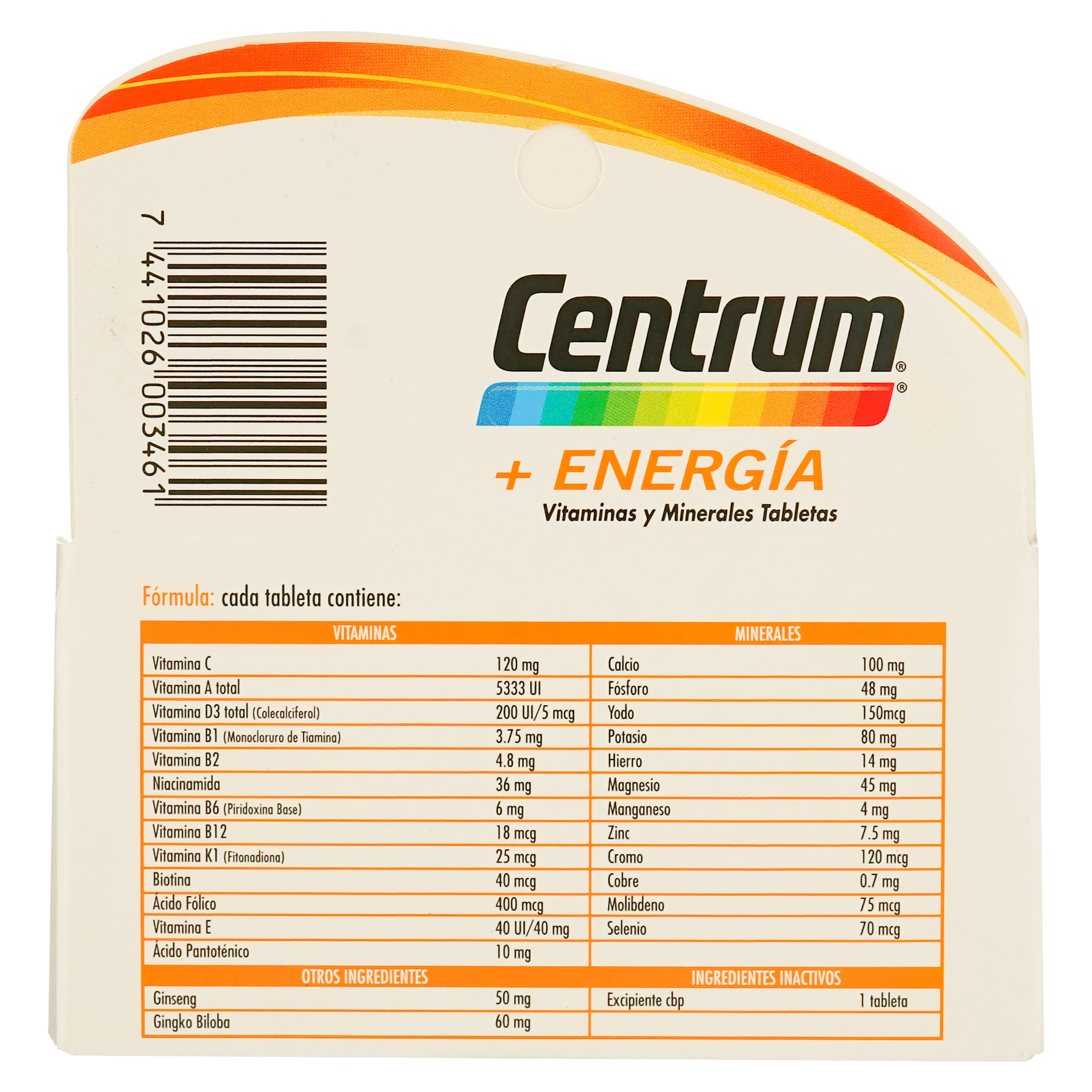 Comprar Centrum +energía frasco 45 tabletas - Precio indicado por ...