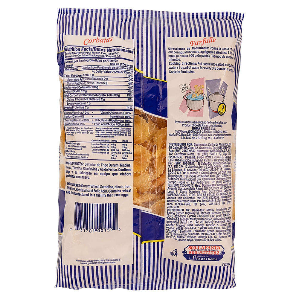 Comprar Pasta Roma corbatas enriquecida - 250 g | Walmart El Salvador ...