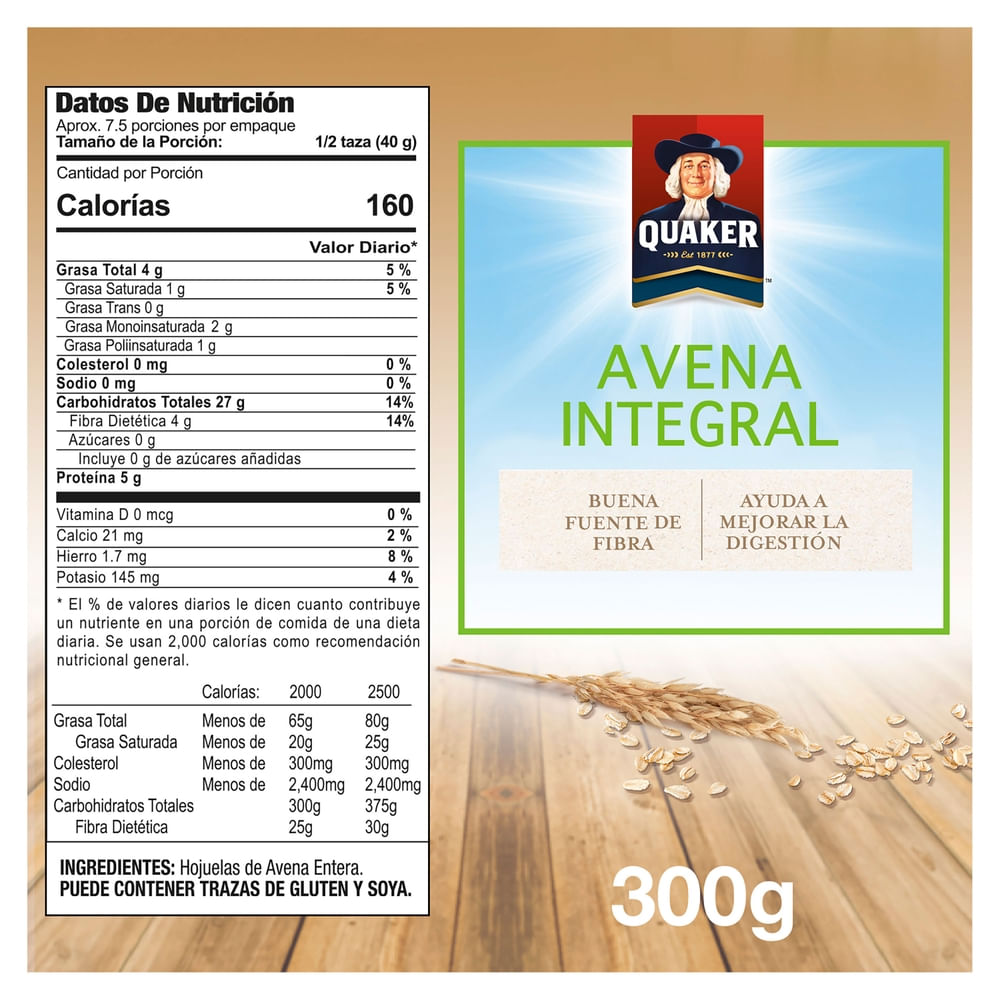 Comprar Avena Quaker integral hojuelas - 300 g | Walmart San Salvador ...