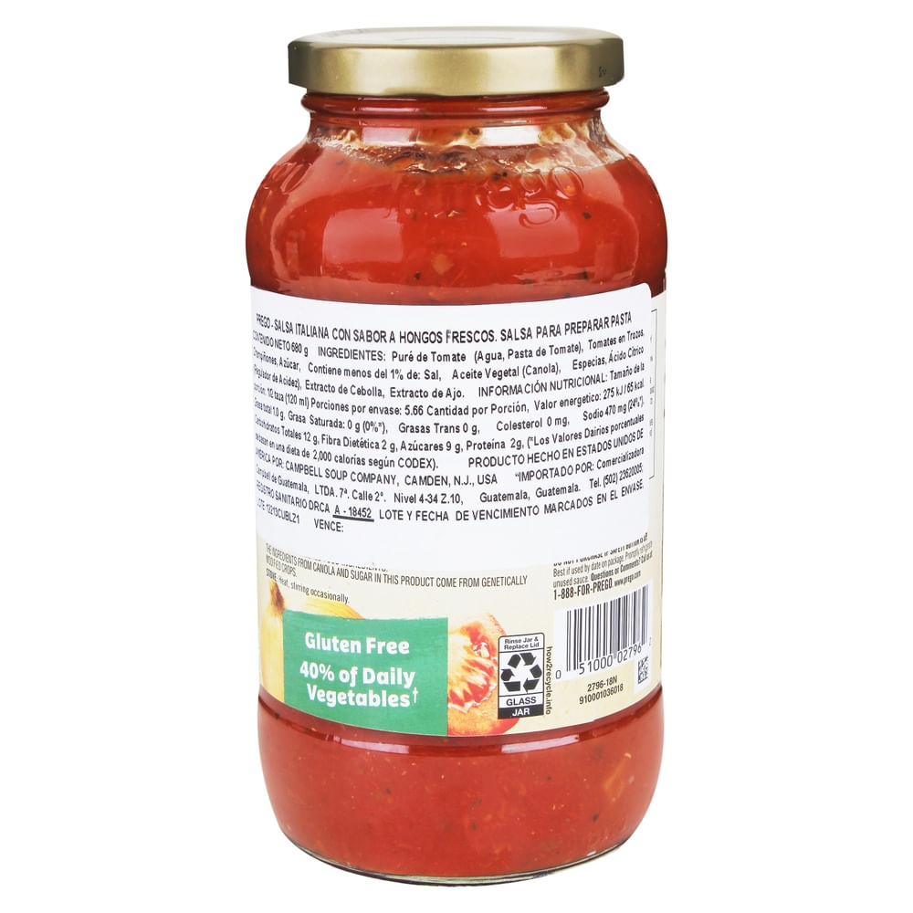 Comprar Salsa Prego De Tomate Con Hongo - 680 g | Walmart El Salvador ...