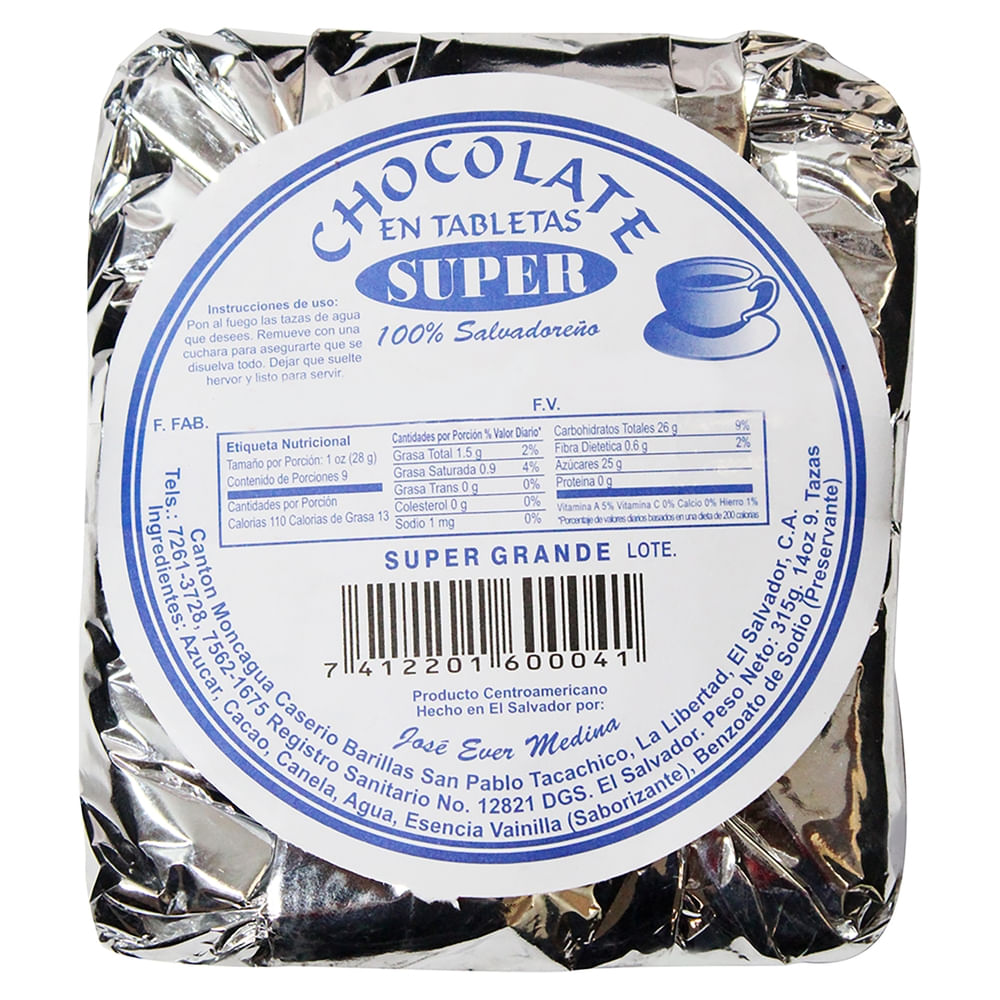 Comprar Chocolate Super Tableta - Grande 315 g | Walmart Salvador ...