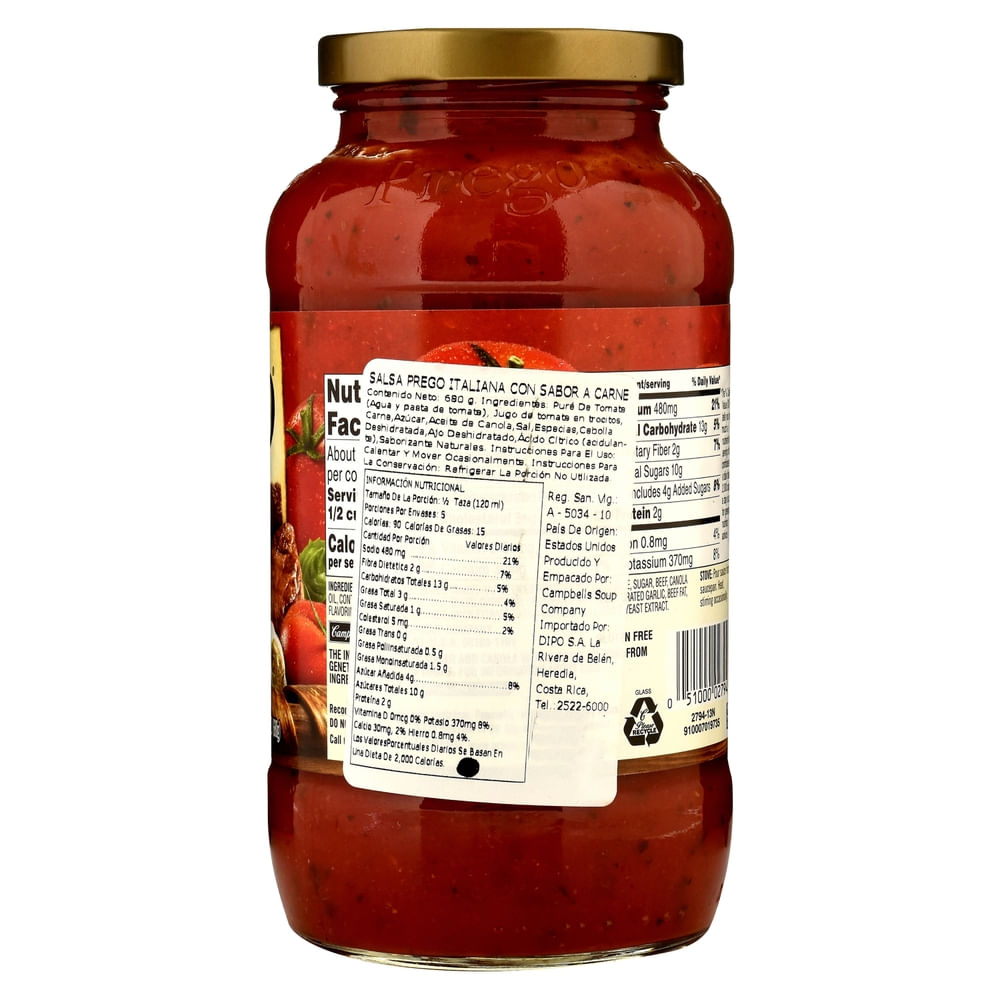 Comprar Salsa Prego De Tomate Carne - 680 g | Walmart San Salvador