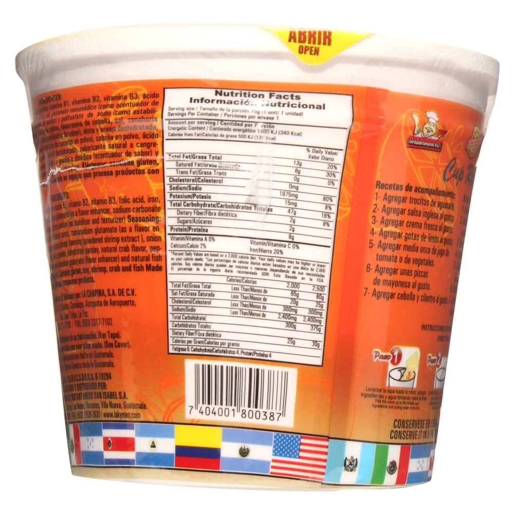 Comprar Sopa Laky Men De Jaiba Limon Vaso Jumbo - 75 g | Walmart El ...