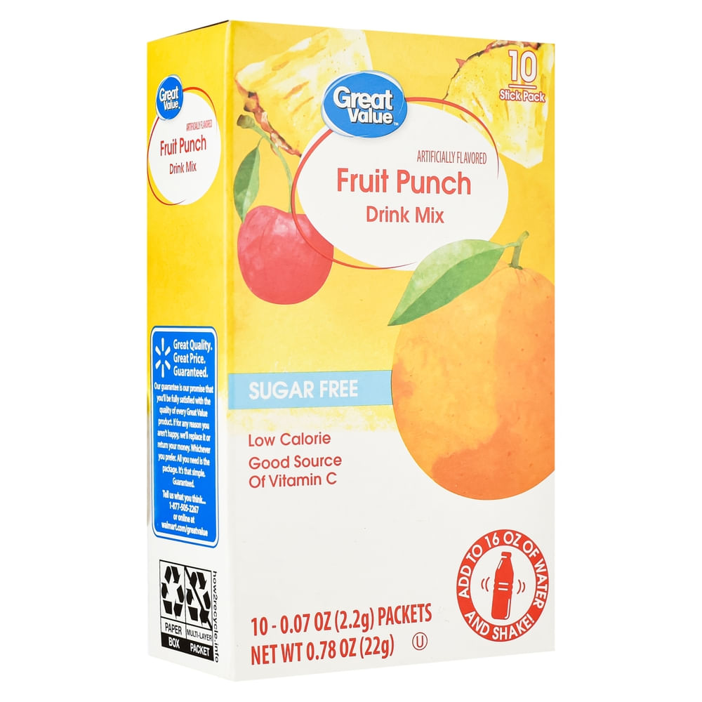 Comprar Bebida en polvo Great Value sabor fruit punch sin azúcar - 22 g ...