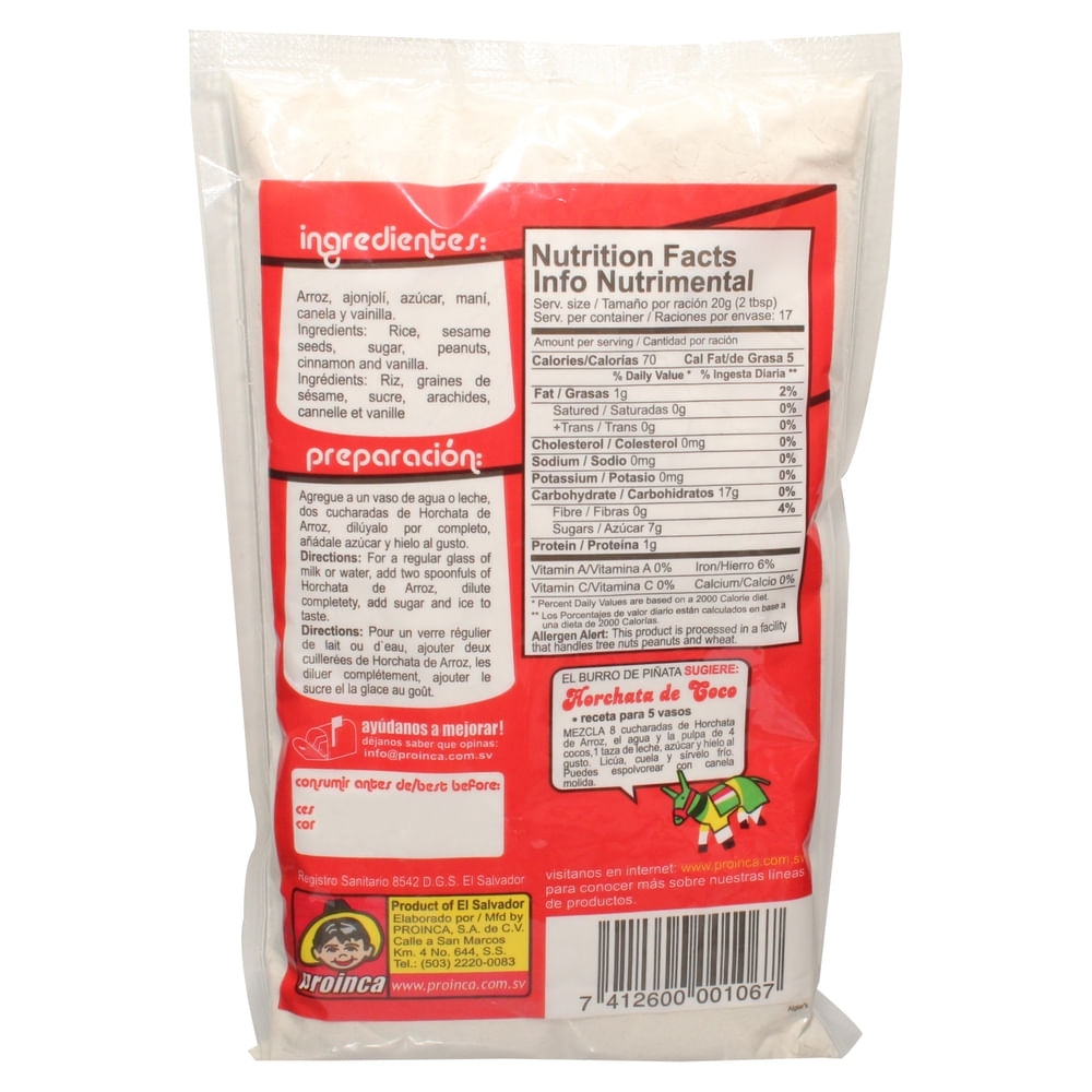 Comprar Bebida En Polvo Proinca Horchata Arroz - 340 g | Walmart ...