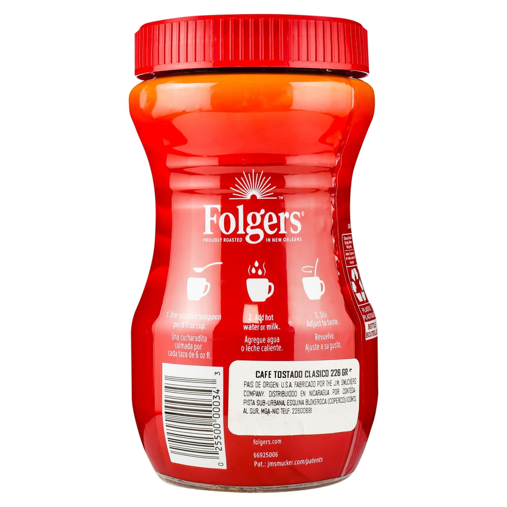 Comprar Café Folgers Instantaneo Classic - 226 g | Walmart El Salvador