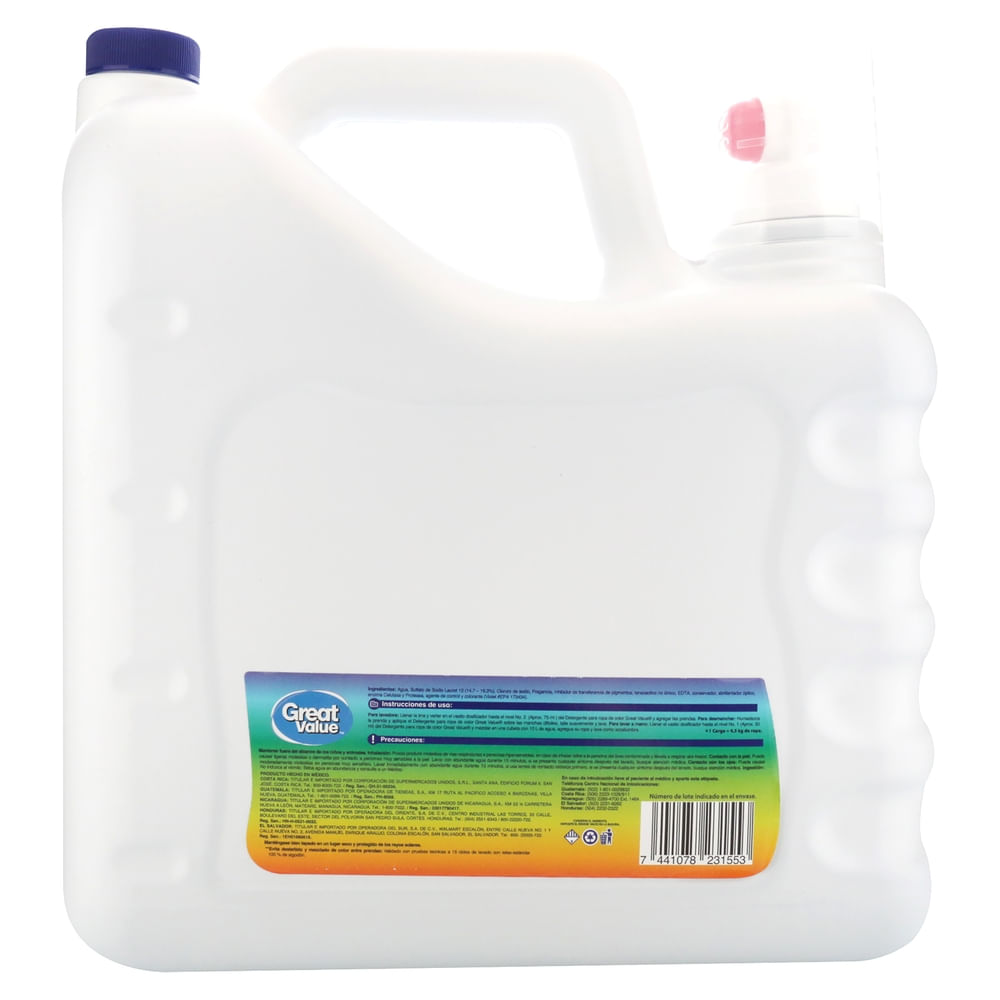 Comprar Detergente Great Value Líquido Ropa De Color - 10 L | Walmart ...