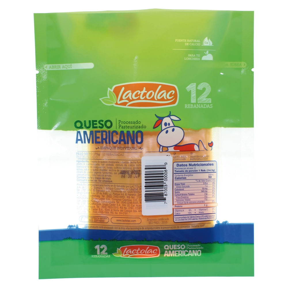 Comprar Queso Lactolac Americano Amarillo 12 Rebanadas - 170 g ...