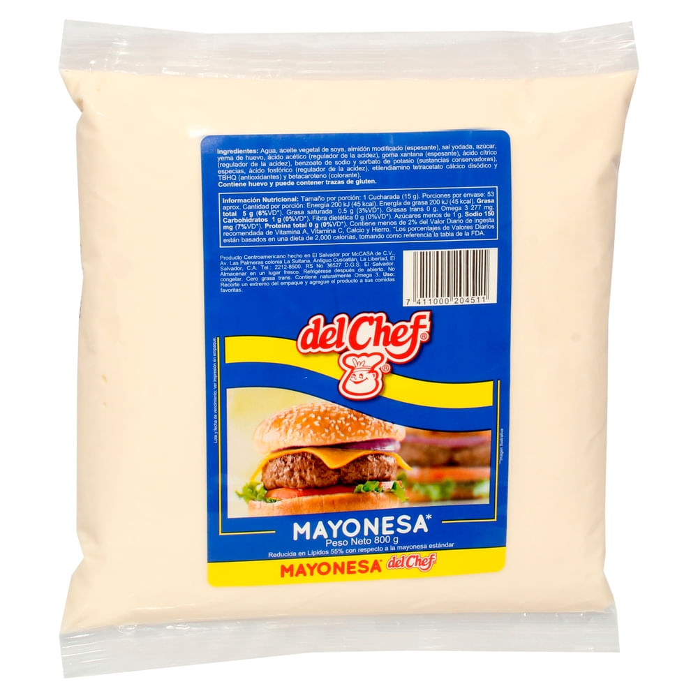 Comprar Mayonesa Del Chef Pouch - 800 g | Walmart El Salvador - Walmart ...