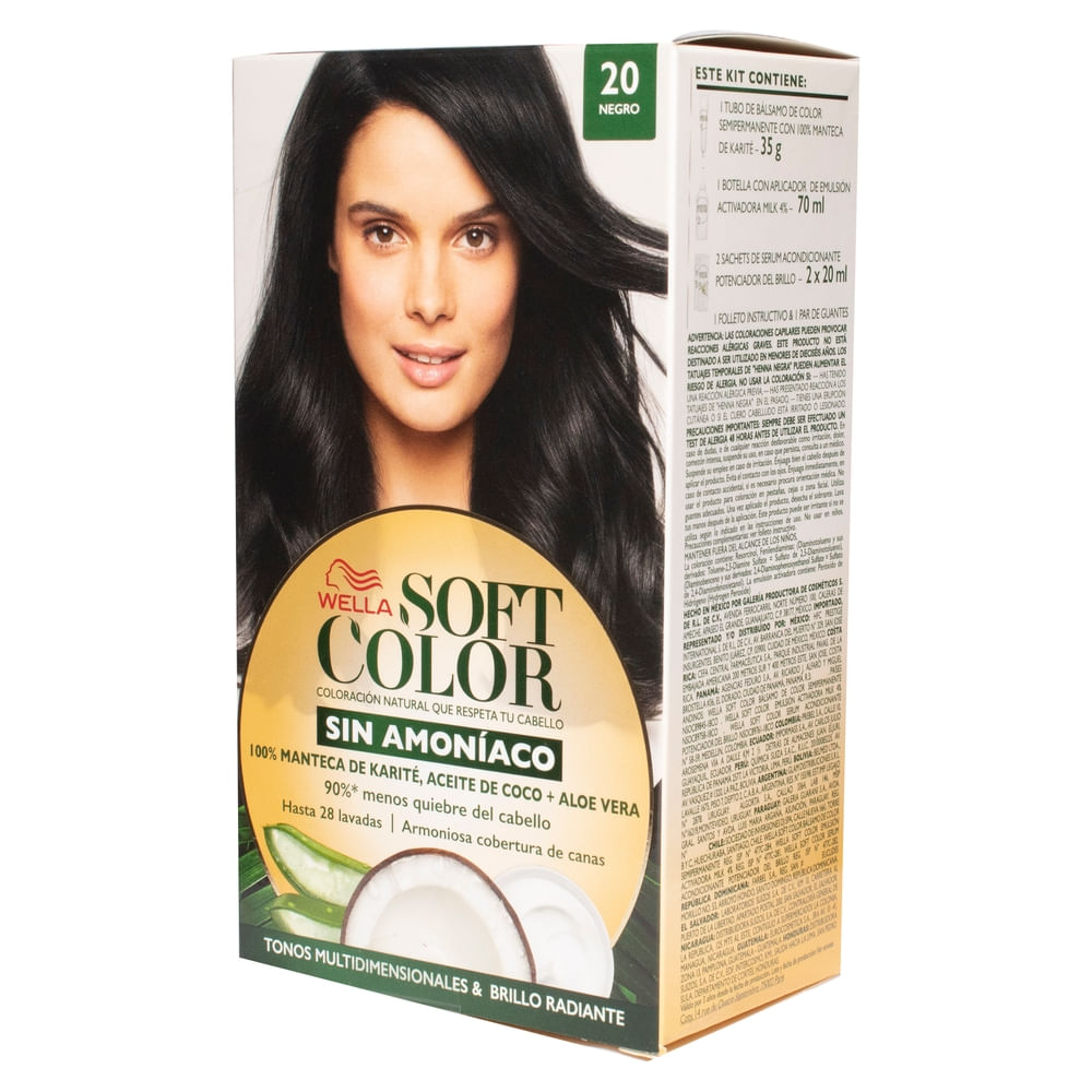 Comprar Tinte para cabello Soft Color sin amoniaco tono no.20 negro ...