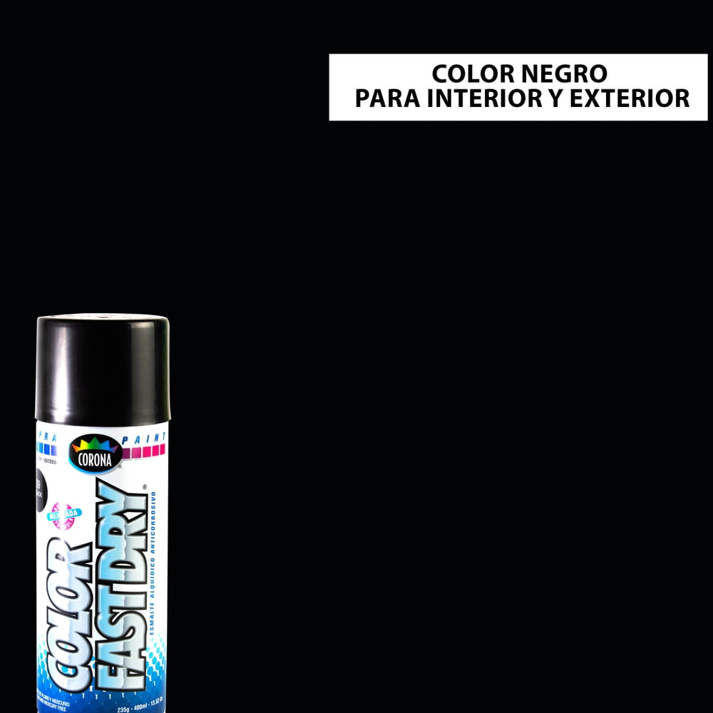 Comprar Pintura Corona anticorrosiva acrílica fast dry color negro ...