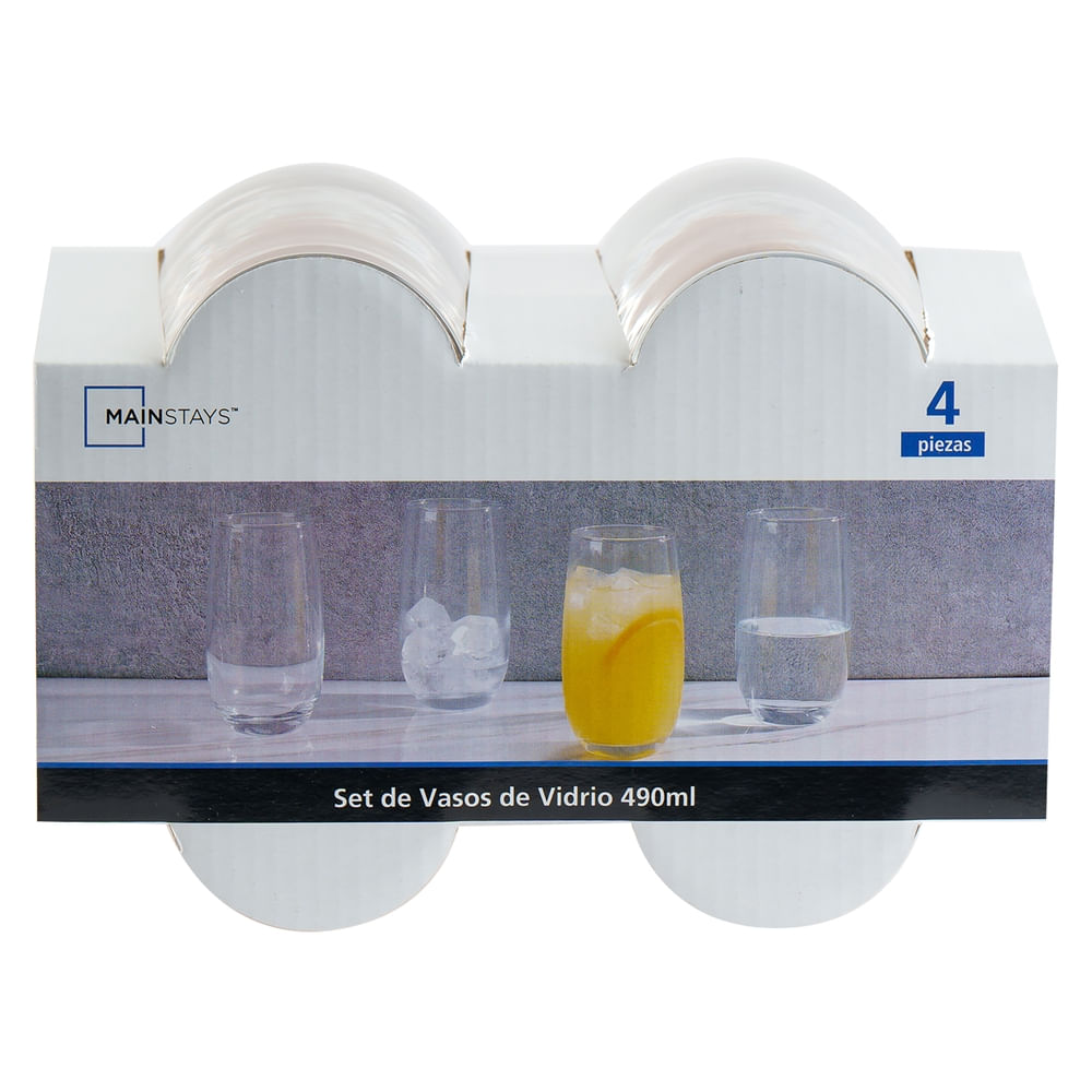 Ms Set De 4 Vasos Altos Vidrio 490Ml - Walmart | Salvador