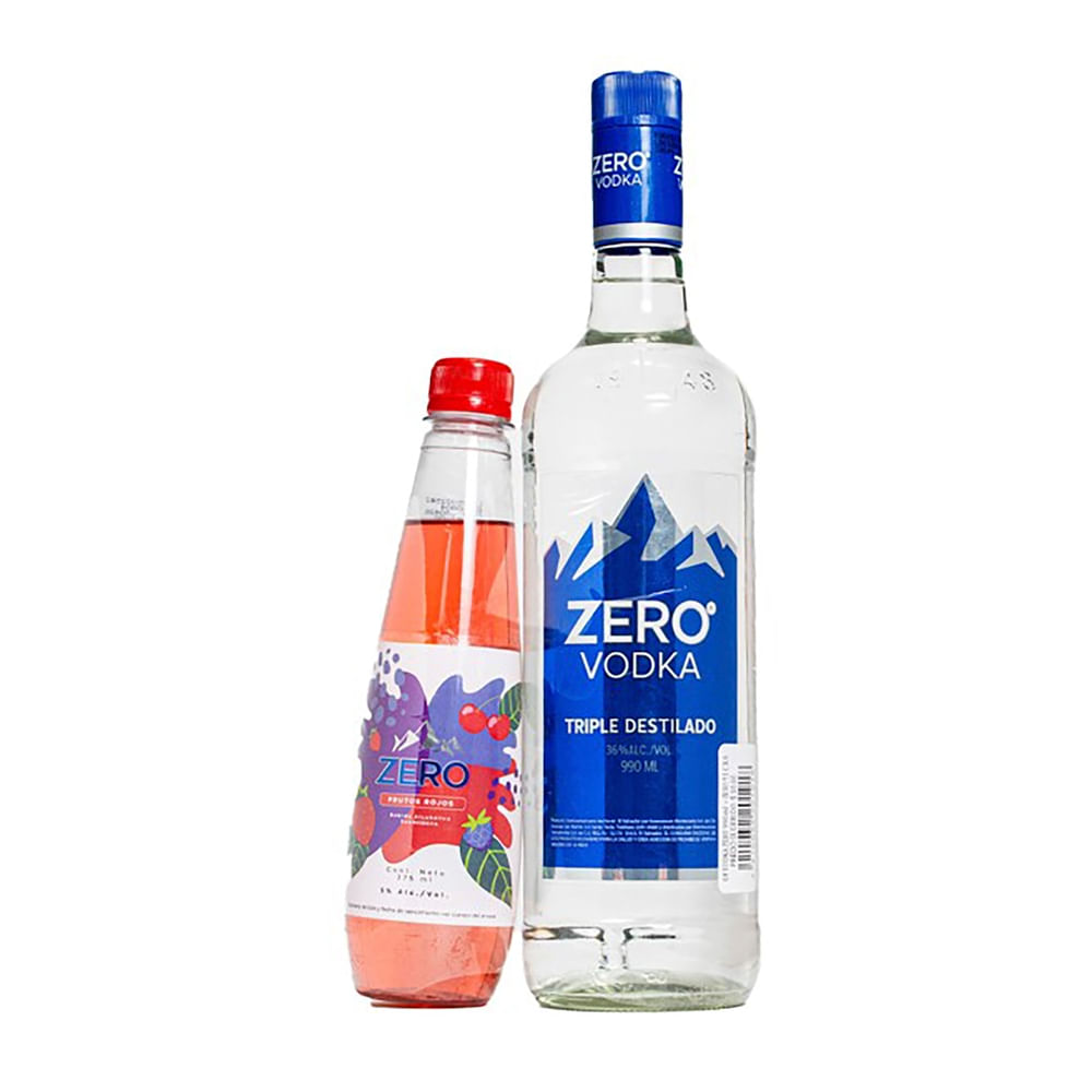 Botella Vodka Zero triple destilado más Botella Zero frutos rojos - 990 ...