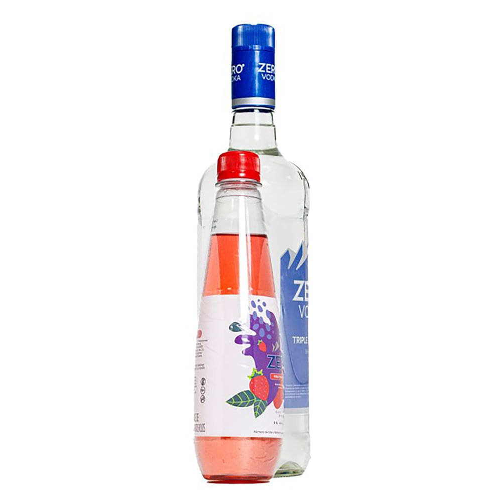 Botella Vodka Zero triple destilado más Botella Zero frutos rojos - 990 ml