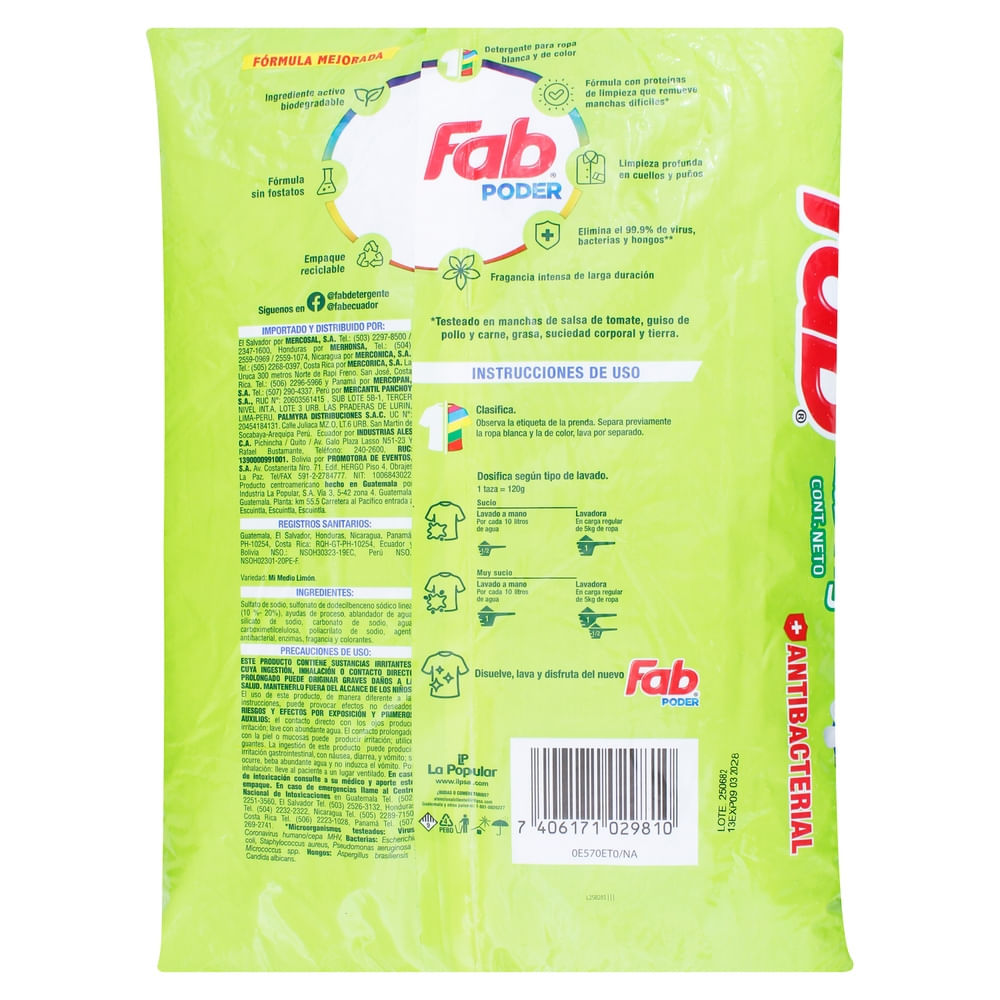 Comprar Detergente Fab Medio Limon 2500 g | Walmart Salvador