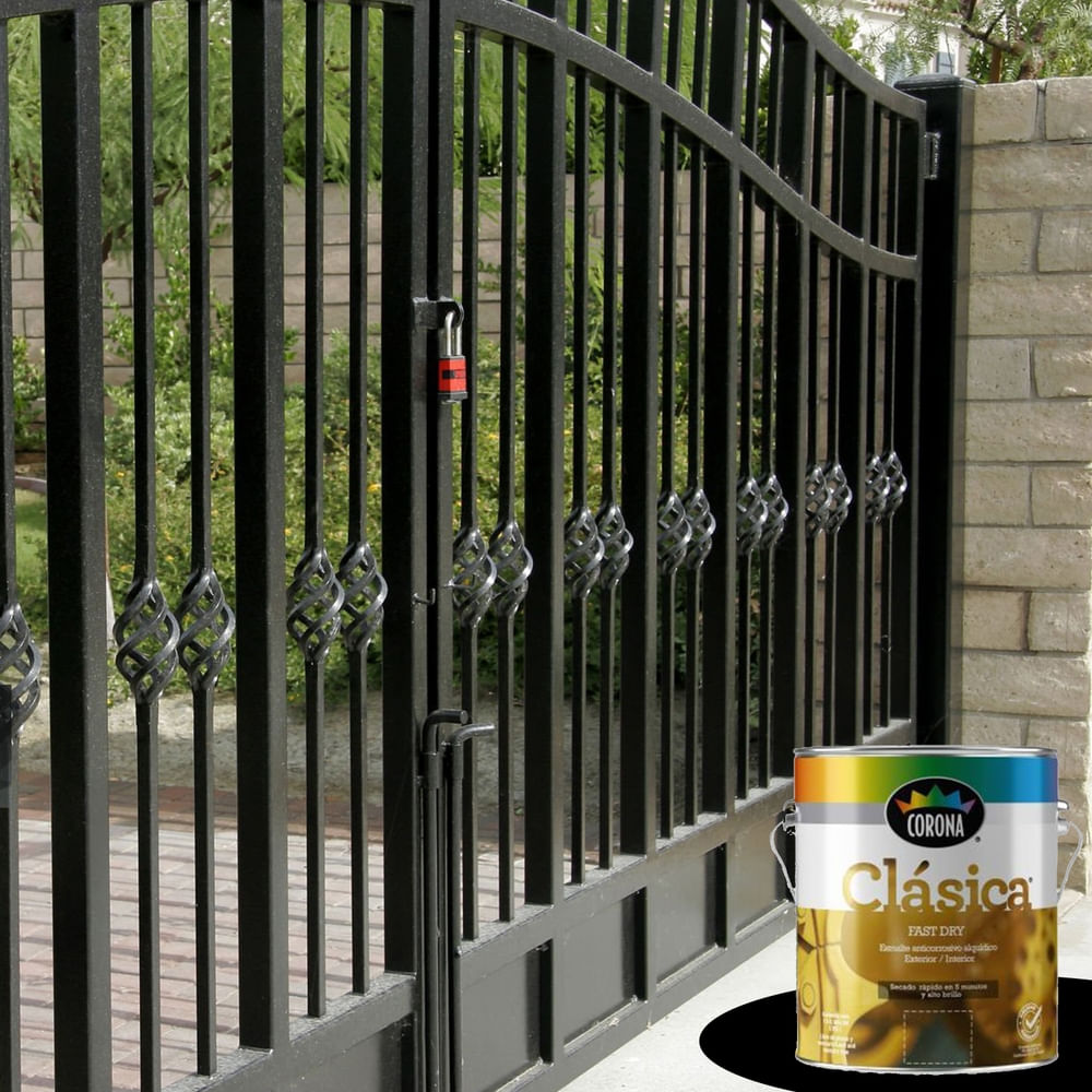 Comprar Pintura Corona Clasica Anticorrosivo Fast Dry Color Negro - 1 ...