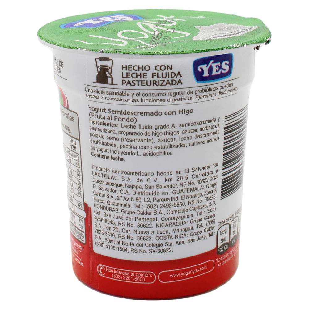 Comprar Yogurt Yes Fruta Al Fondo De Higo - 125 g | Walmart El Salvador ...