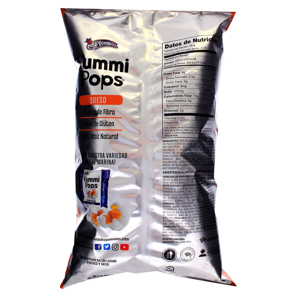 Comprar Snack Pops Yummies Queso - 120 g | Walmart San Salvador ...