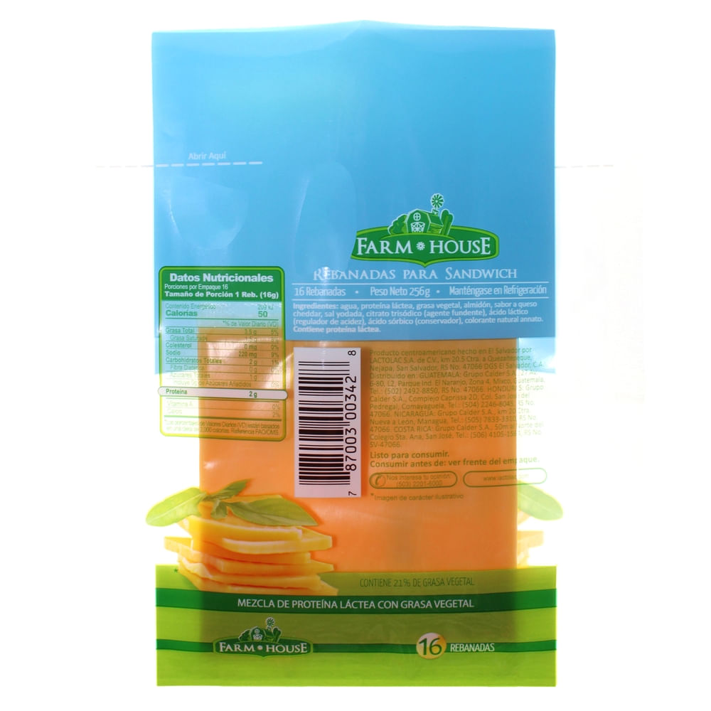 Comprar Queso Farm House Americano Análogo 16 Rebanadas - 256 g ...