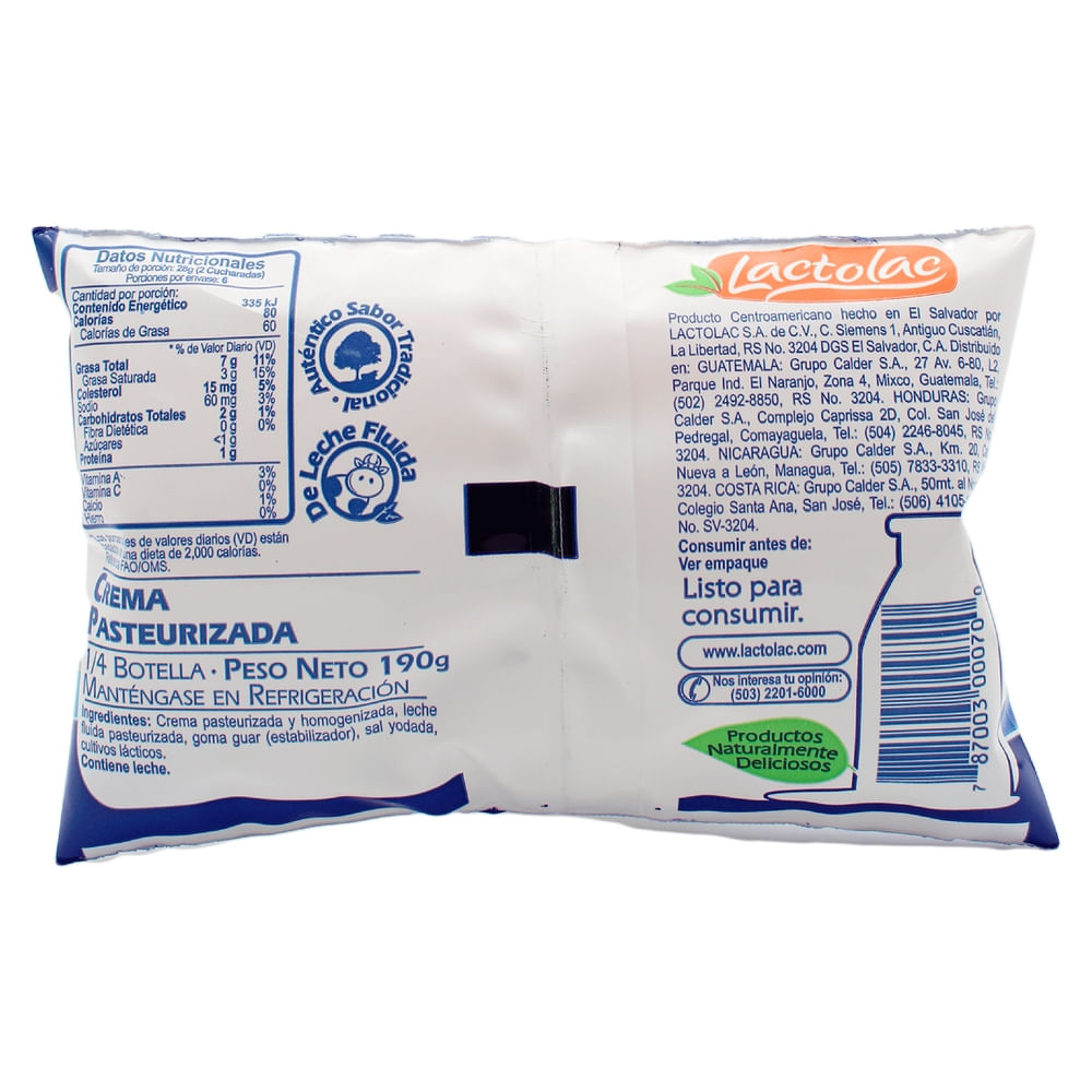 Comprar Crema Lactosa 1/4 Botella - 190 g | Walmart El Salvador ...