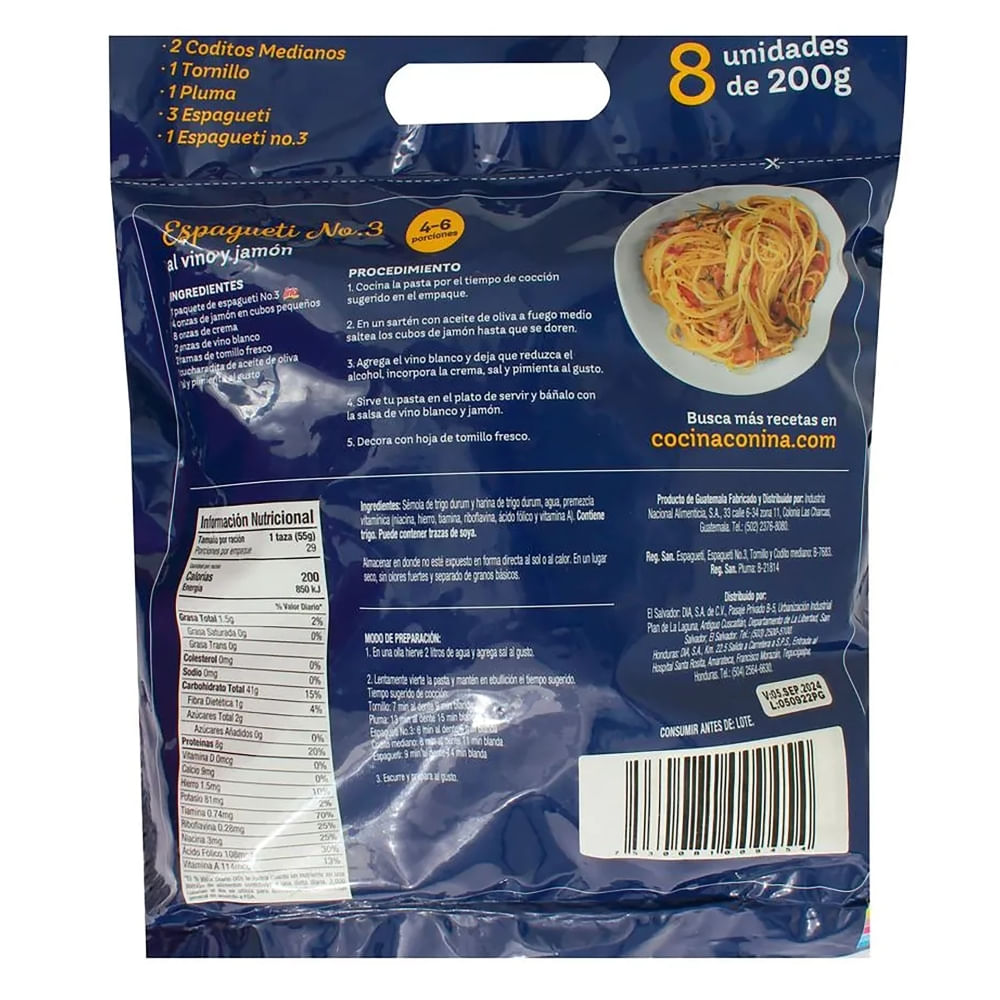 Comprar Pasta Ina Pack Familiar - 1200 g | Walmart El Salvador ...