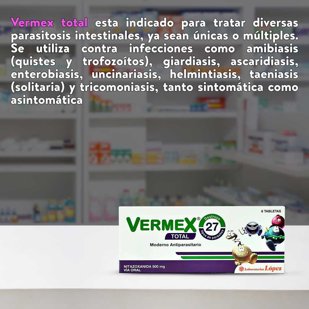 Comprar Vermex Total Antiparasítario Laboratorios López - 6 tabletas ...