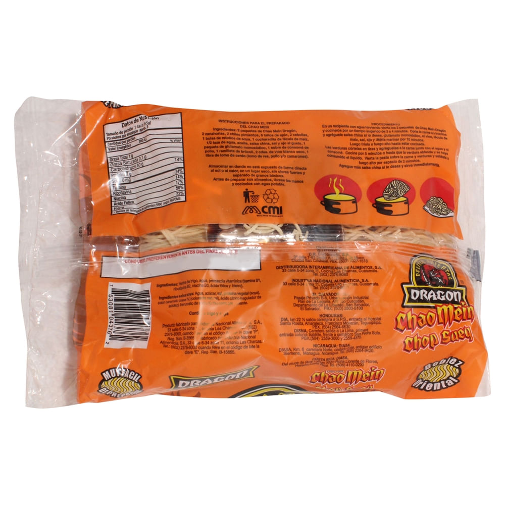 Comprar Pasta Chao Mein Dragon con Soya - 180 g | Walmart El Salvador ...