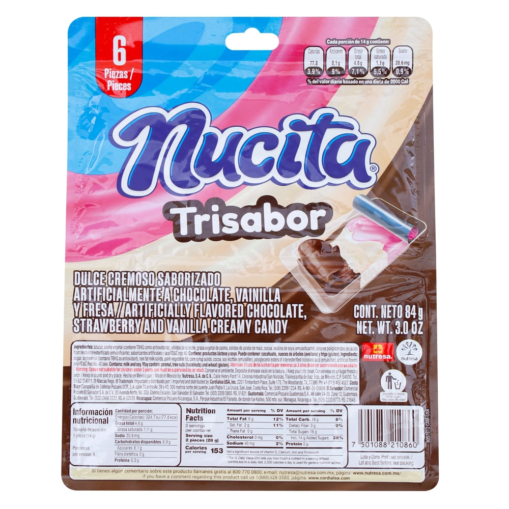 Comprar Chocolate Nucita Trisabor Vainilla y Fresa - 90 g | Walmart El ...
