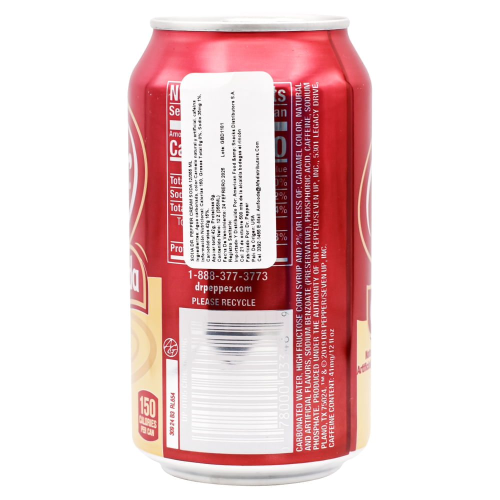 Comprar Sabor Cola Dr. Pepper Dr Pp Cream Soda 355 ml | Walmart El ...